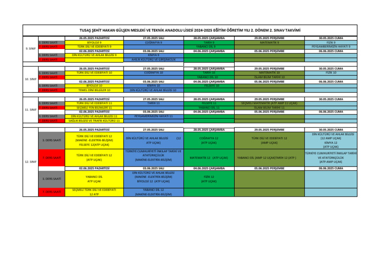 24-25 2. Dönem 2. Sinav Programi | PDF
