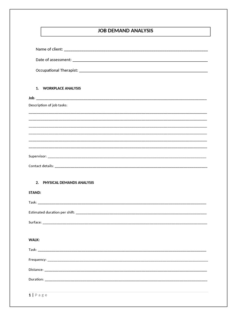 Job Demand Analysis Form ADAPTED | PDF