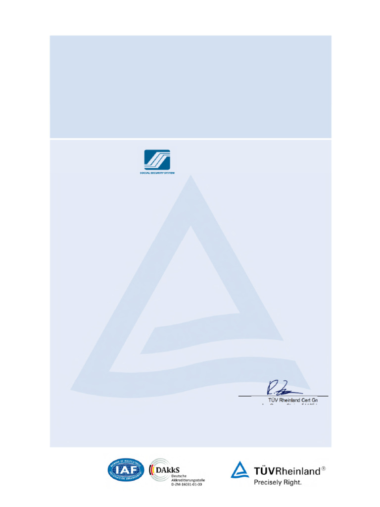 ISO 9001:2015 Certificate for SSS Loans | PDF | Social Security ...