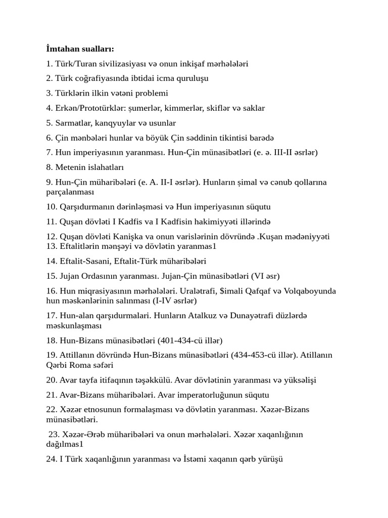 İmtahan Sualları | PDF