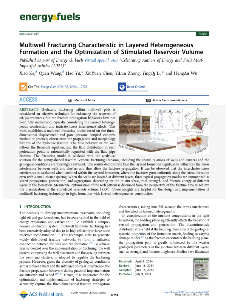 Ke Et Al 2024 Multiwell Fracturing Characteristic in Layered Heterogeneous Formation and The ...