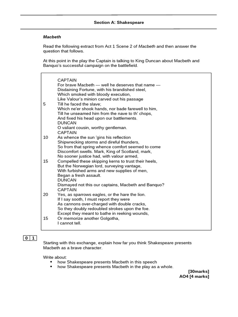 Macbeth End of Unit Assessment | PDF