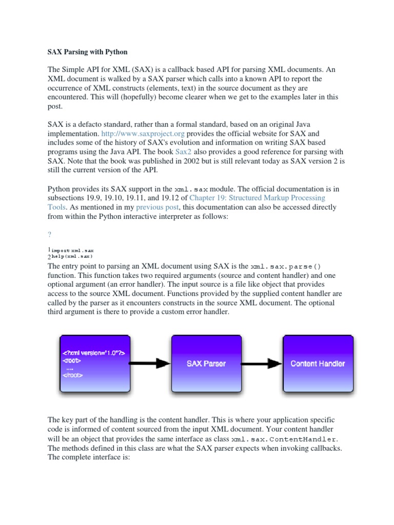 SAX Parsing With Python | PDF | Xml | Computer Programming