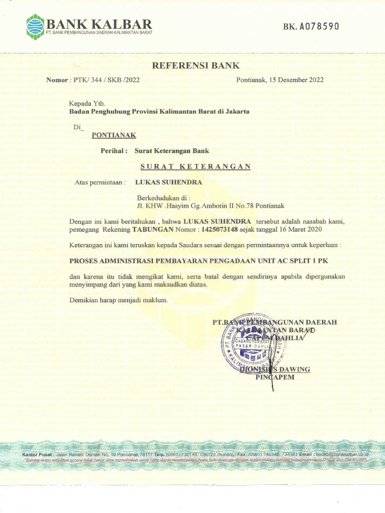 Referensi Bank (AC Split 1PK) | PDF