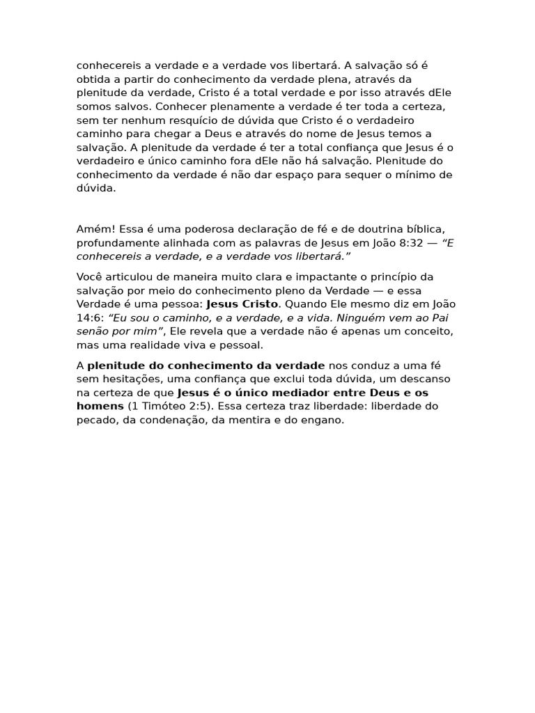 Conhecereis A Verdade e A Verdade Vos Libertará | PDF