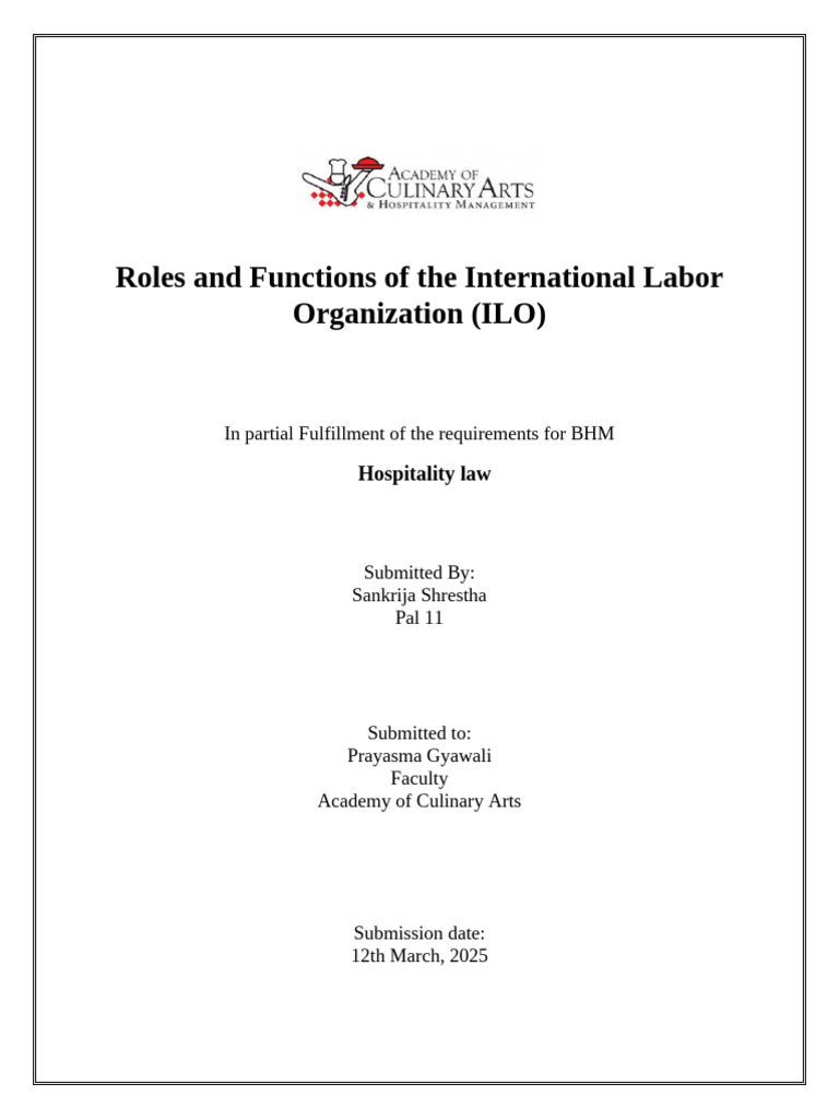 Roles and Functions of The International Labor Organization | PDF ...