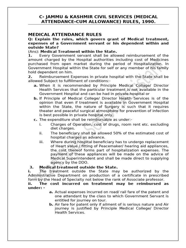 Medical Attendance Rules | PDF | Medicine | Hospital