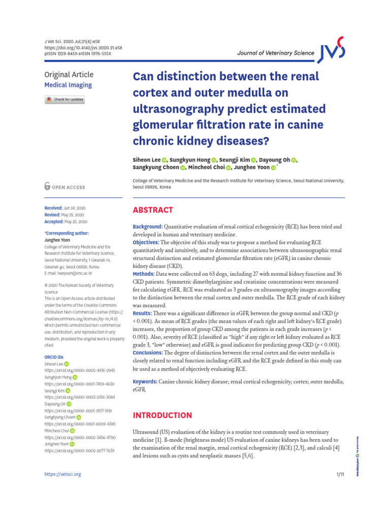 Ultrasound correlation gfr | PDF | Chronic Kidney Disease | Kidney