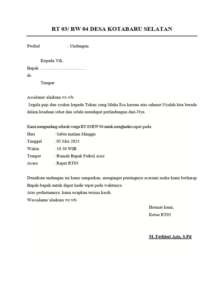 Undangan RT 03 | PDF