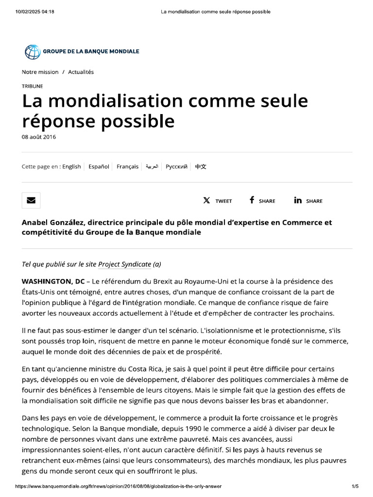Mondialisation | PDF
