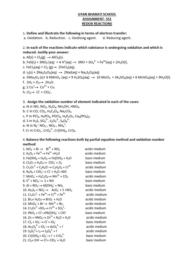 Redox Reaction Questions 2 | PDF | Redox | Anode