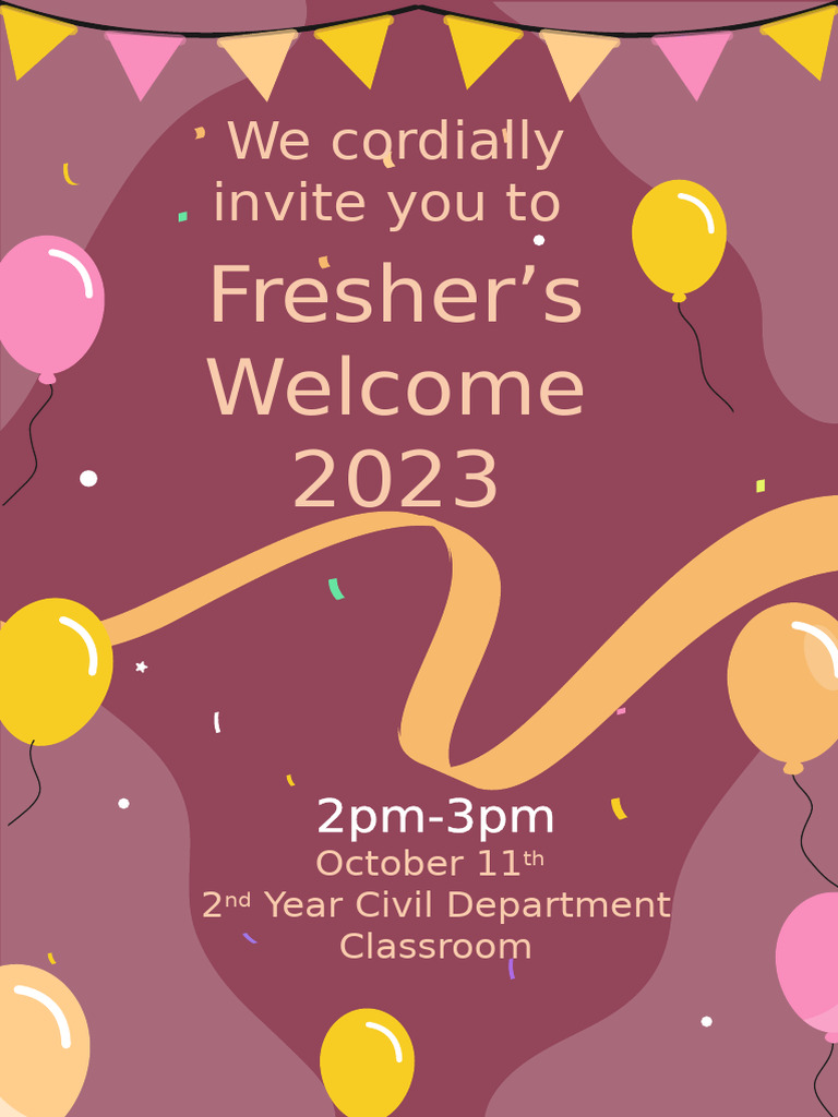 Freshers Welcome 2023 Invitation Card | PDF