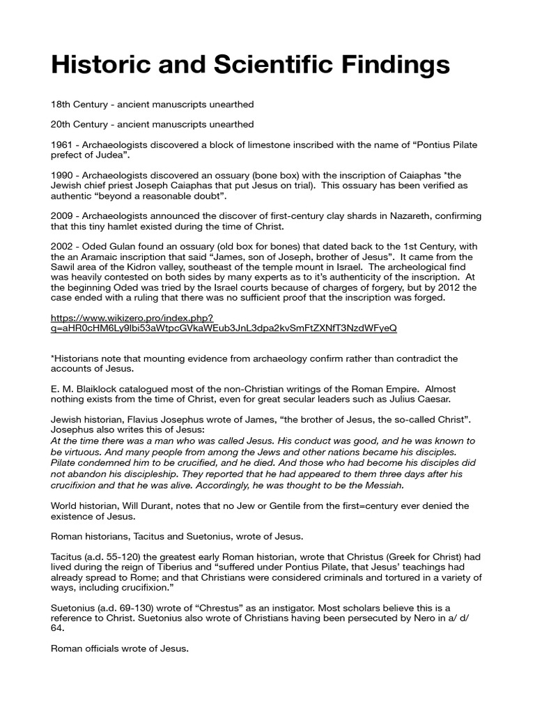 Biblical Historical & Scientific Finds | PDF | Jesus | Abrahamic Religions