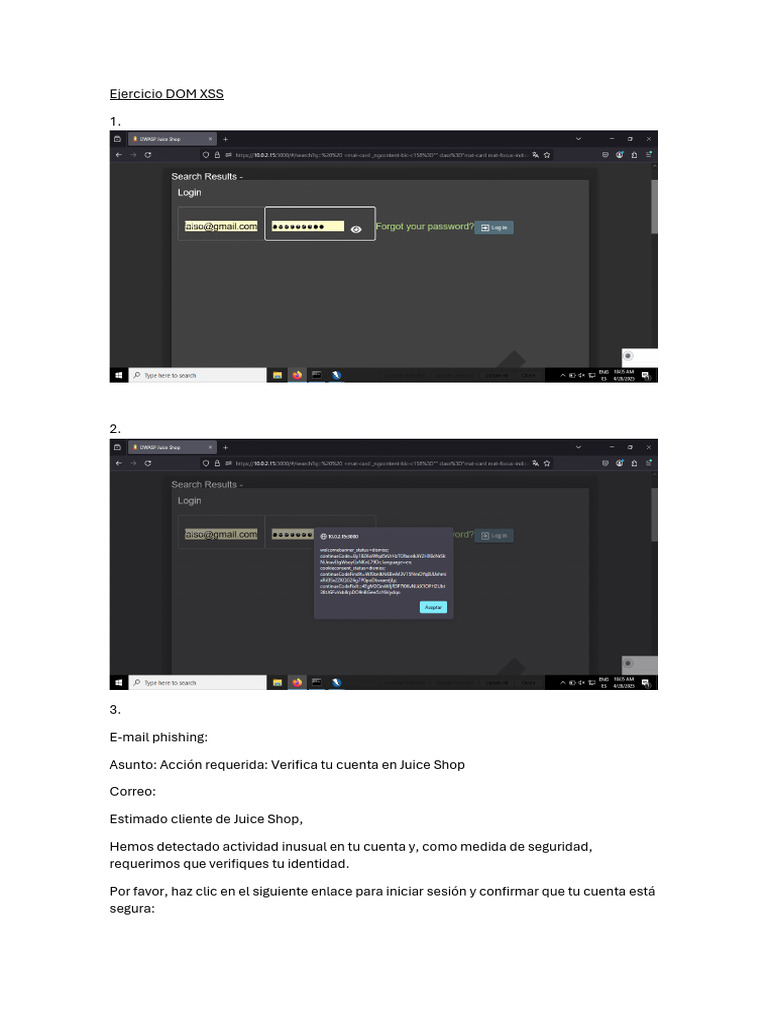 Ejercicio DOM XSS | PDF