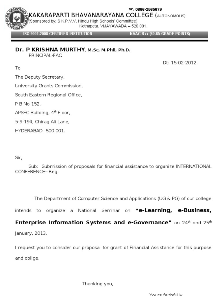 Proposal for Financial Assistance for Seminar | PDF