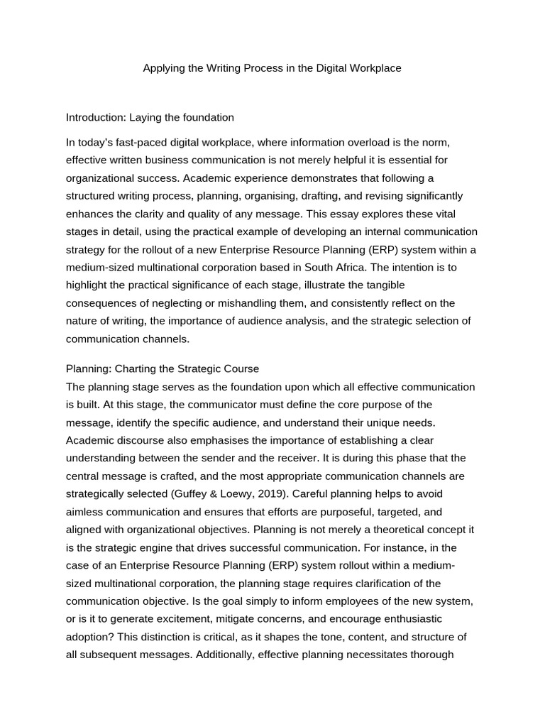 Applying The Writing Process in The Digital Workplace | PDF ...