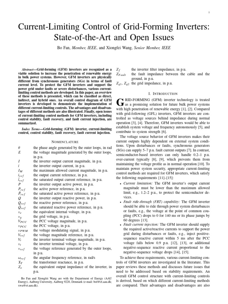 Current-Limiting Control of Grid-Forming Inverters | PDF | Power Inverter | Electrical Impedance