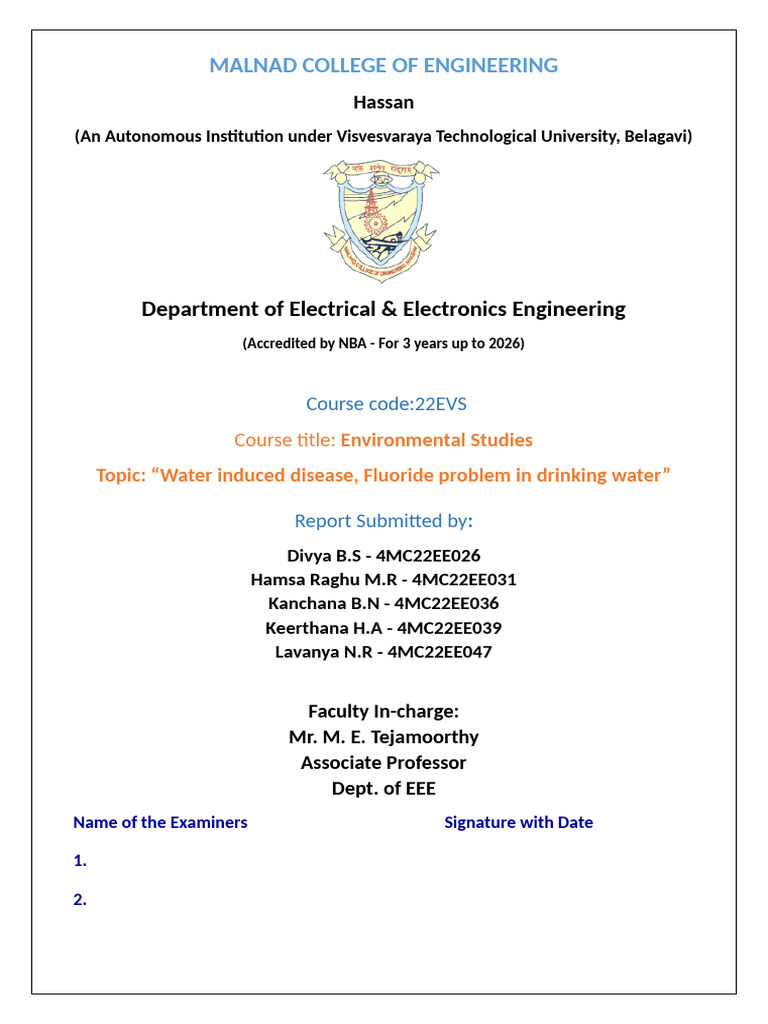 Evs Front Sheet A Section | PDF