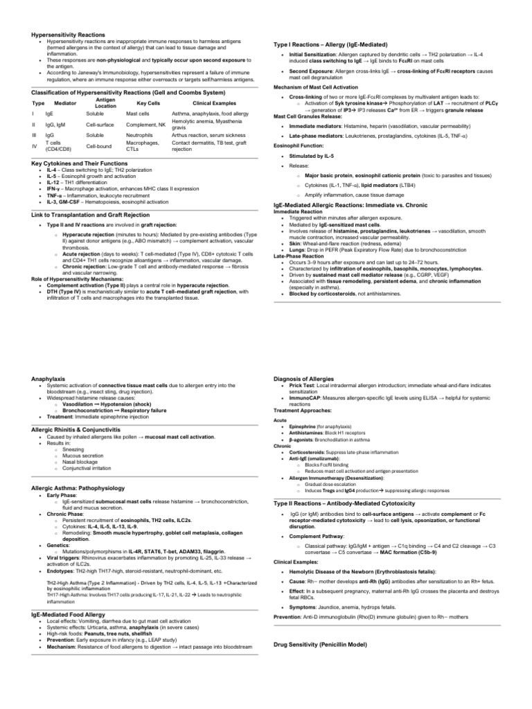 Understanding Hypersensitivity Reactions | PDF | T Helper Cell | Allergy