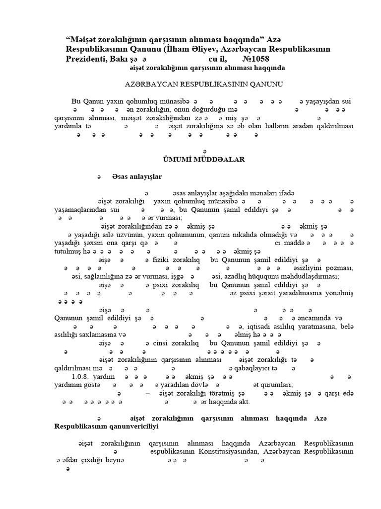 AZE GBV 19 010 LAW 2010 Aze Law Prevention Domestic Violence | PDF