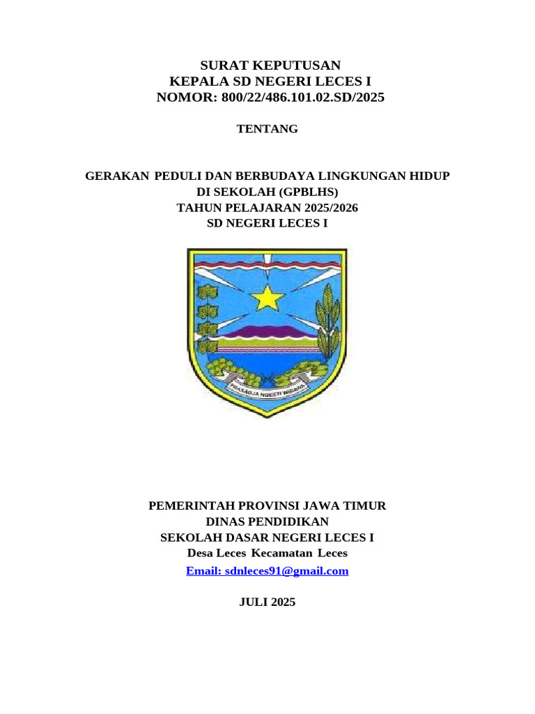 Tim Inti GPBLHS SDN Leces I 2025/2026 | PDF