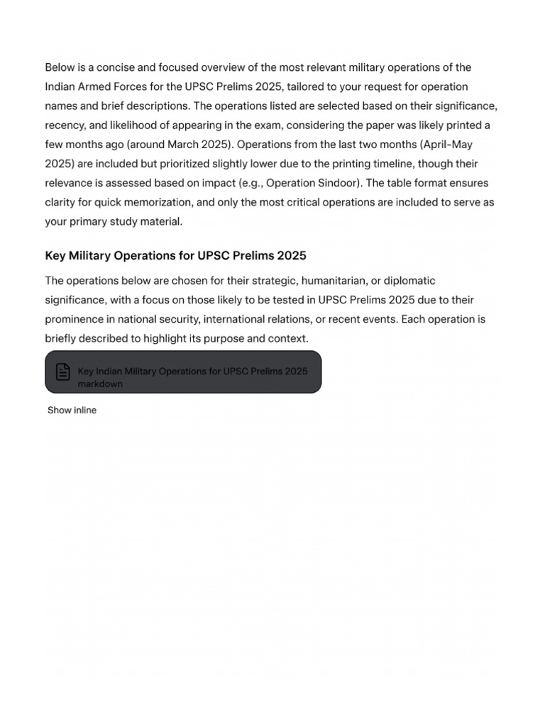 Indian Military Operations | PDF
