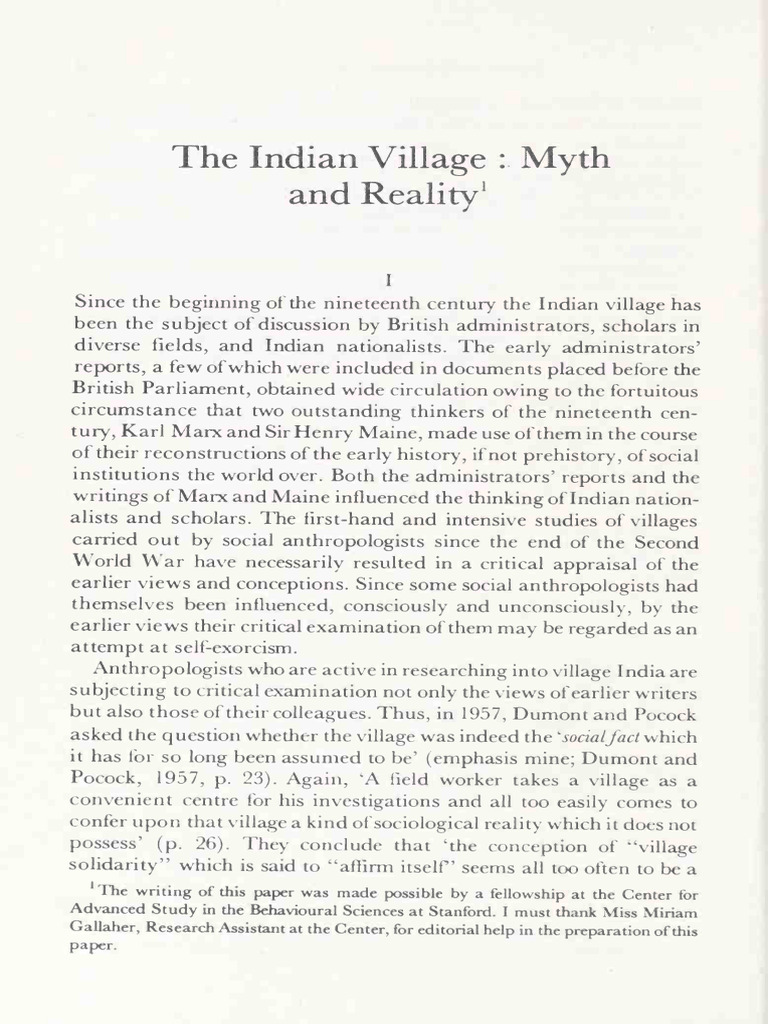 M.N.Srinivas - Indian Village | PDF | Property | Mahatma Gandhi