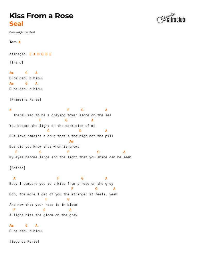 Kiss From a Rose Chords and Lyrics | PDF