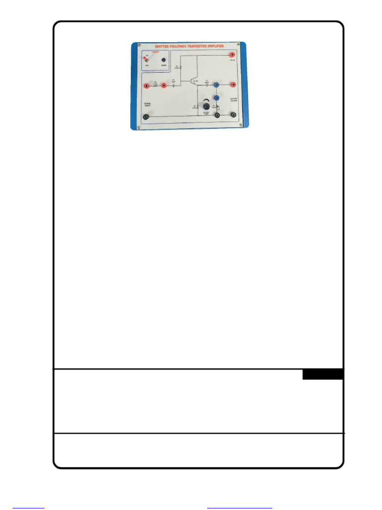 Emitter Follower Transistor Amplifier Trainer Pdf Amplifier