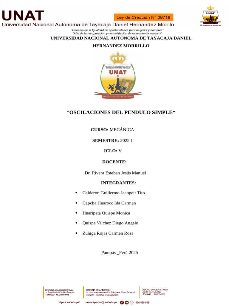 Mecanica Oscilaciones Inf-1 | PDF | Péndulo | Mecánica