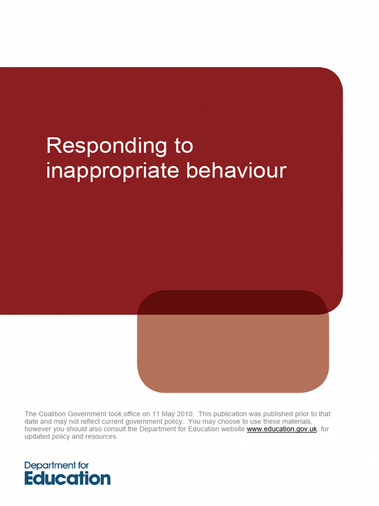 Responding To Inappropriate Behaviour | PDF | Teachers | Classroom