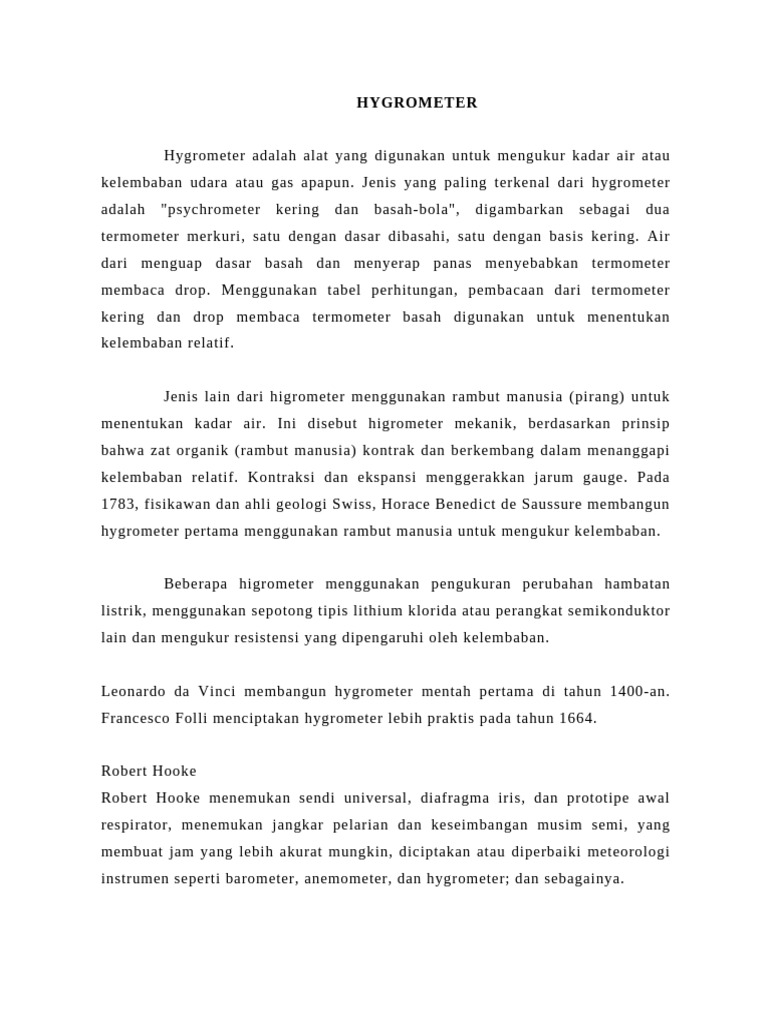 Fungsi dan Jenis Higrometer Rambut | PDF