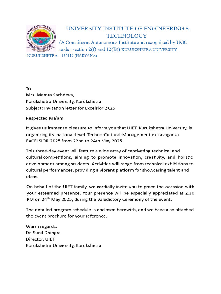 Invitation To Mrs. Mamta Sachdeva | PDF