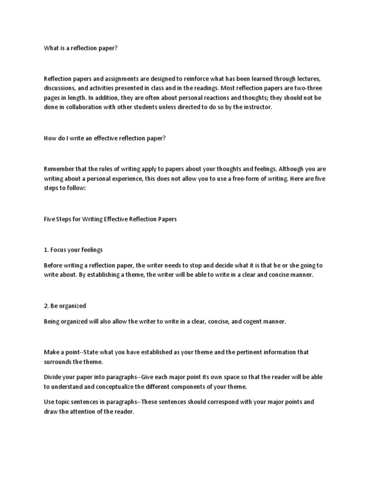 What Is A Reflection Paper | PDF