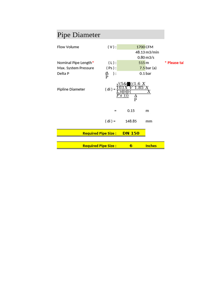 Compresed Air Line Size Calculator | PDF | Pipe (Fluid Conveyance ...