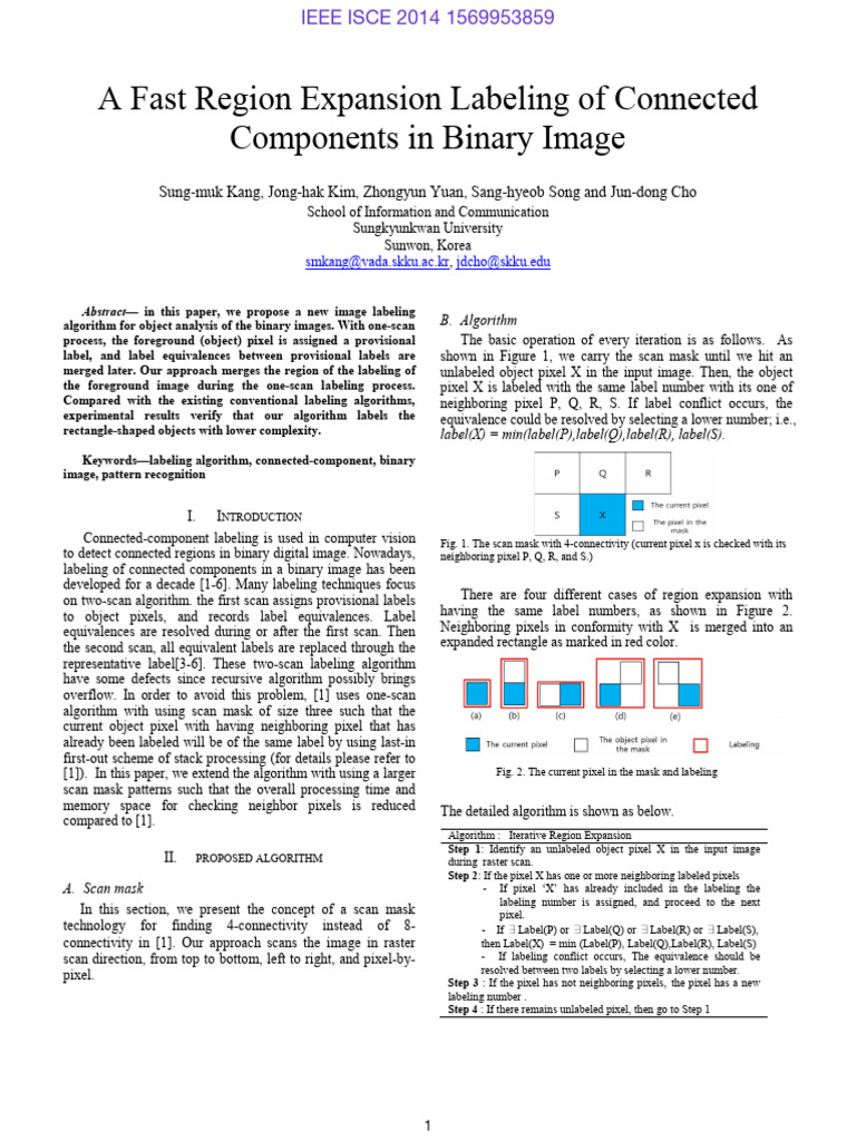Fast Region Expansion Connected Component Labelling Algorithm | PDF ...