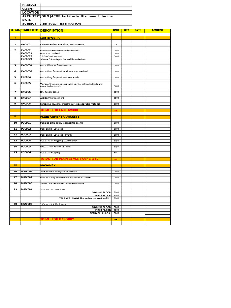 Revised Estimate | PDF | Masonry | Foundation (Engineering)