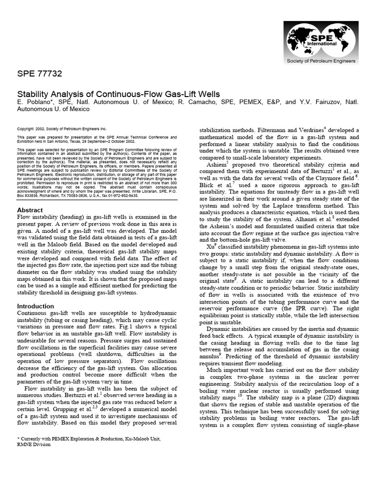 Stability Analysis of Continuous-Flow gas lift wells - Autonomous ...