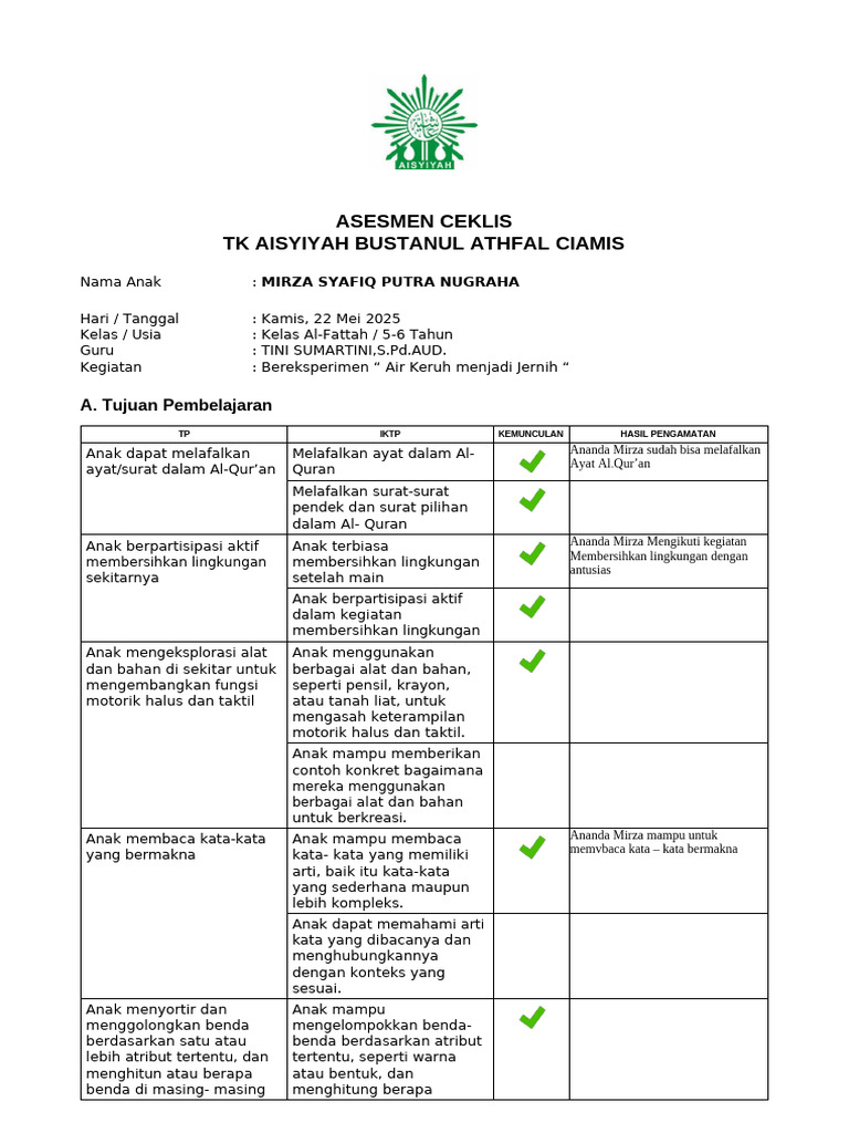 Asesmen Ceklis | PDF