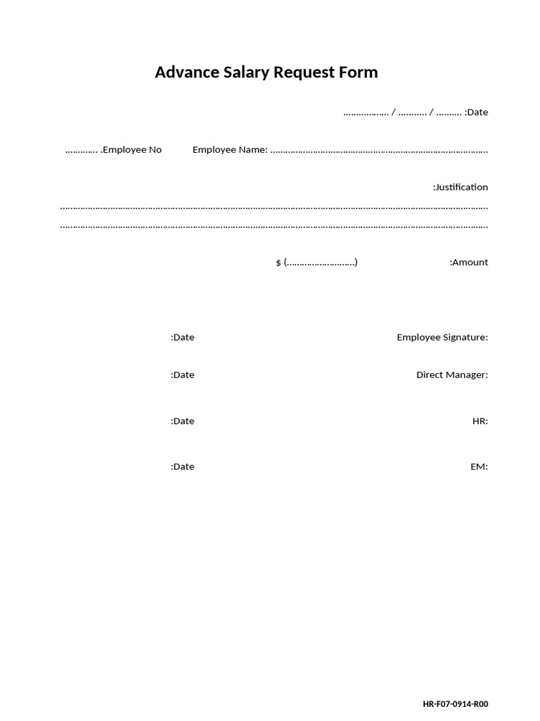 HR Form 07 - Advance Salary Request | PDF