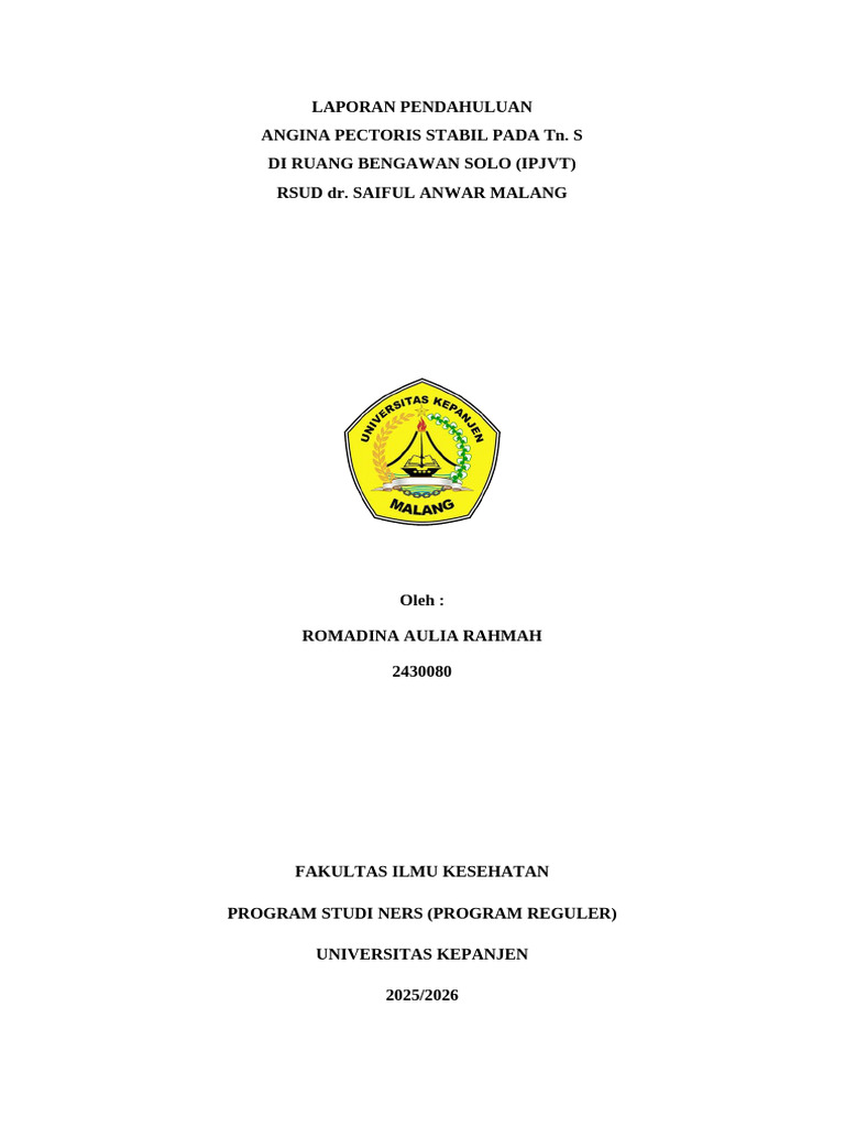 Angina Pectoris Stabil: Diagnosis dan Penatalaksanaan | PDF