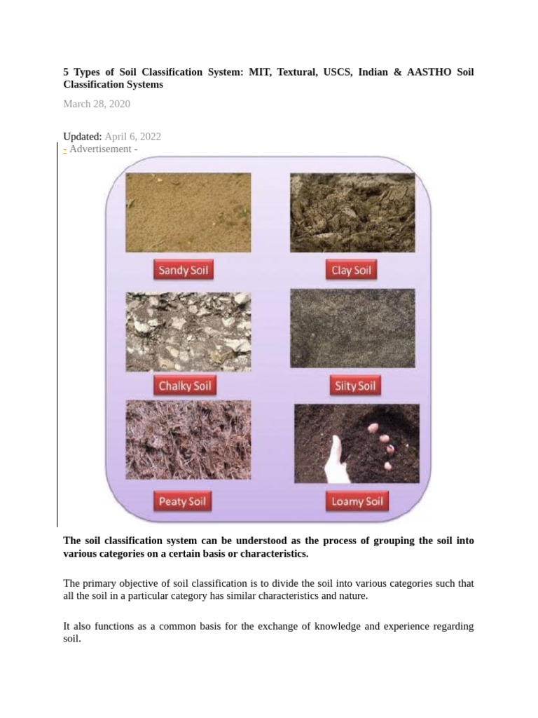 Types of Soil Classification Systems | PDF | Sand | Silt
