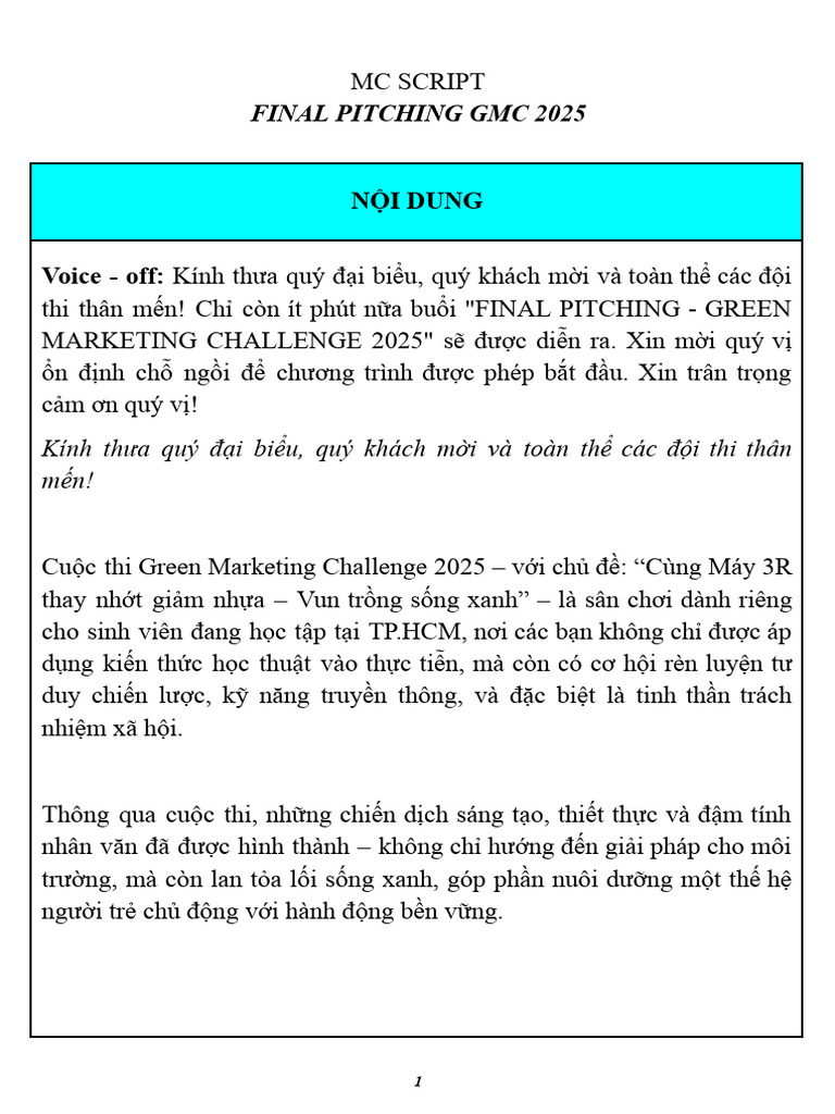 MC SCRIPT_ FINAL PITCHING GMC | PDF