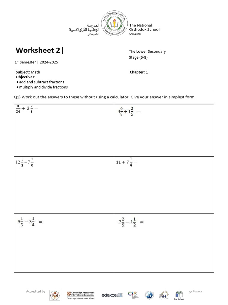 Worksheet 2 - : Q1) Work Out The Answers To These Without Using A ...