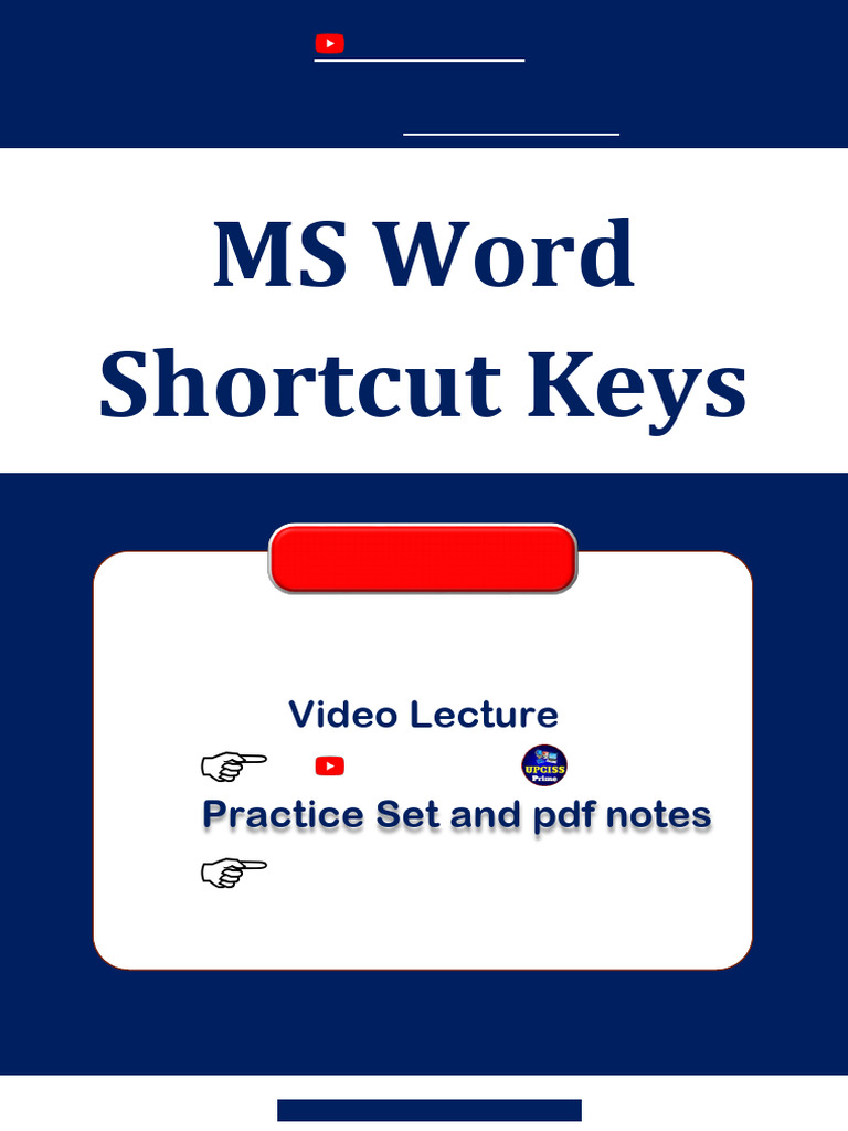 MS Word Shortcut Keys in Hindi PDF | PDF | Microsoft Word | Control Key