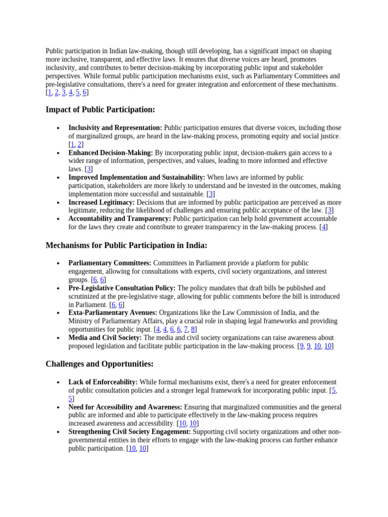 The Impact of Public Participation in Law Making | PDF | Public ...