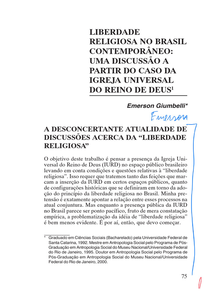 Liberdade Religiosa e IURD no Brasil | PDF | Protestantismo | Estado