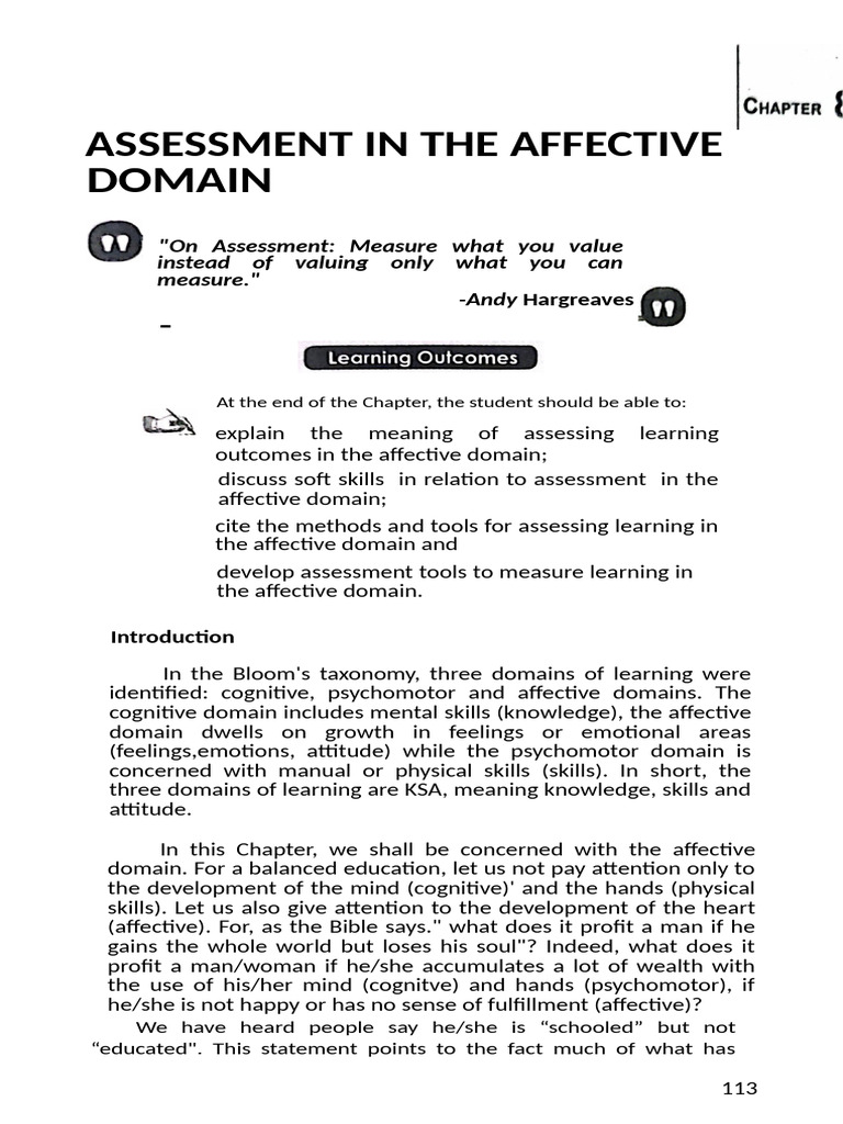 Chapter 8 Assessment in The Affective Domain | PDF | Self Report Study ...