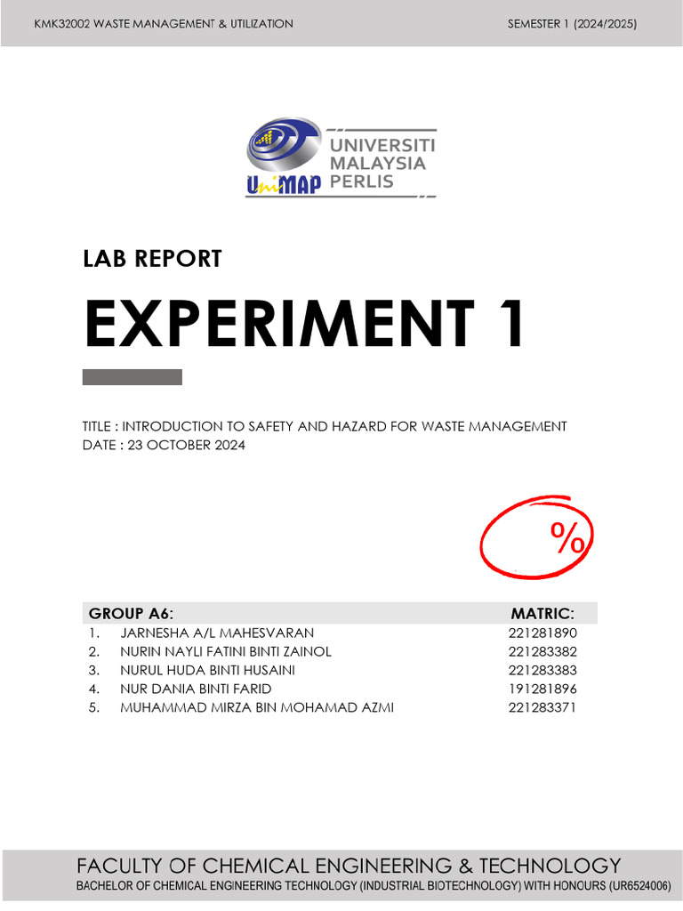 Lab 1 - Group A6 - KMK32002 PDF | PDF | Hazards | Laboratories