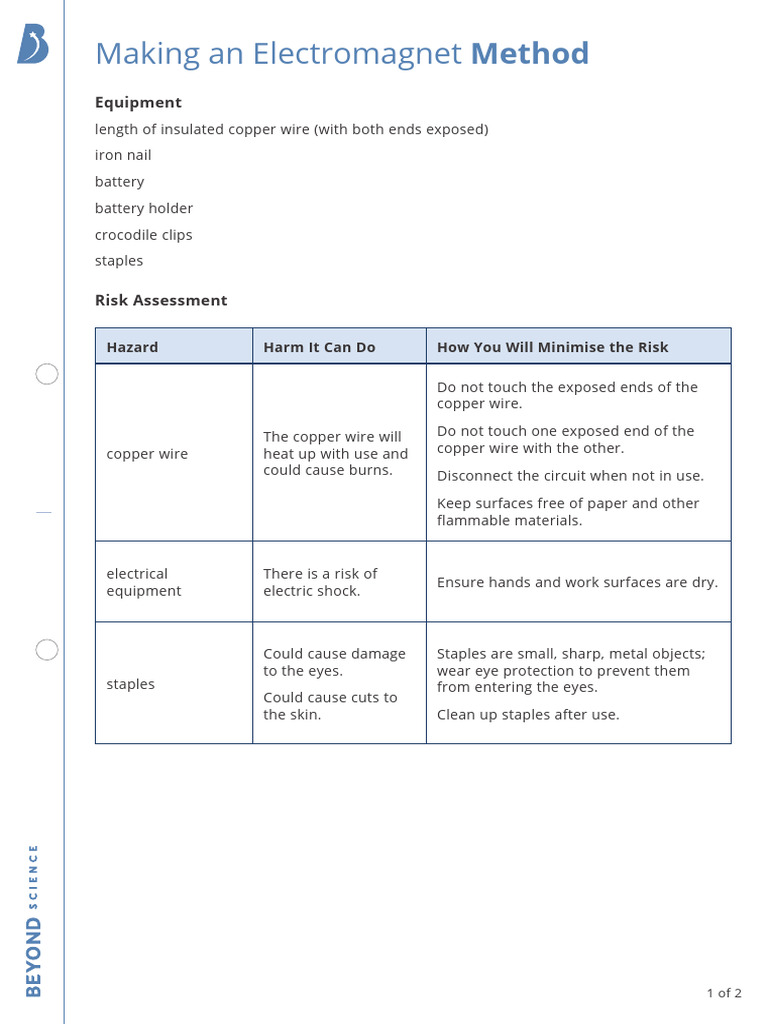 Toddle - Making An Electromagnet Method | PDF | Wire | Copper